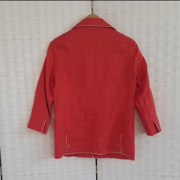Jackets & Coats | Red Ramie Flower Jacket | Poshmark